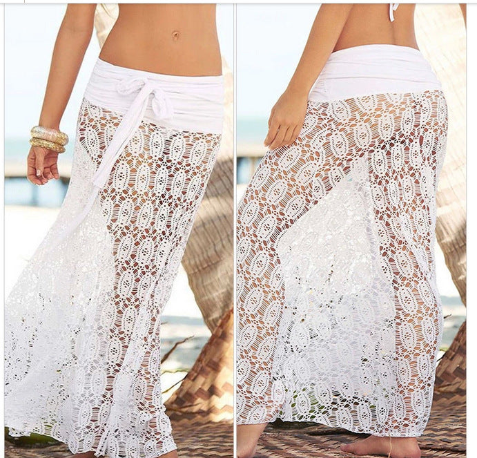 French Lace Waist Knot Beach Bottom Cover-Up – Sea Blue Mall