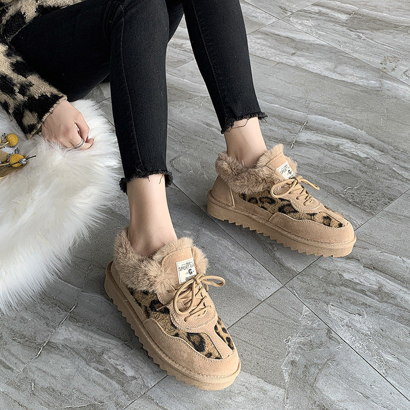Platform Boots Style Leopard Suede Print Sneakers – Sea Blue Mall