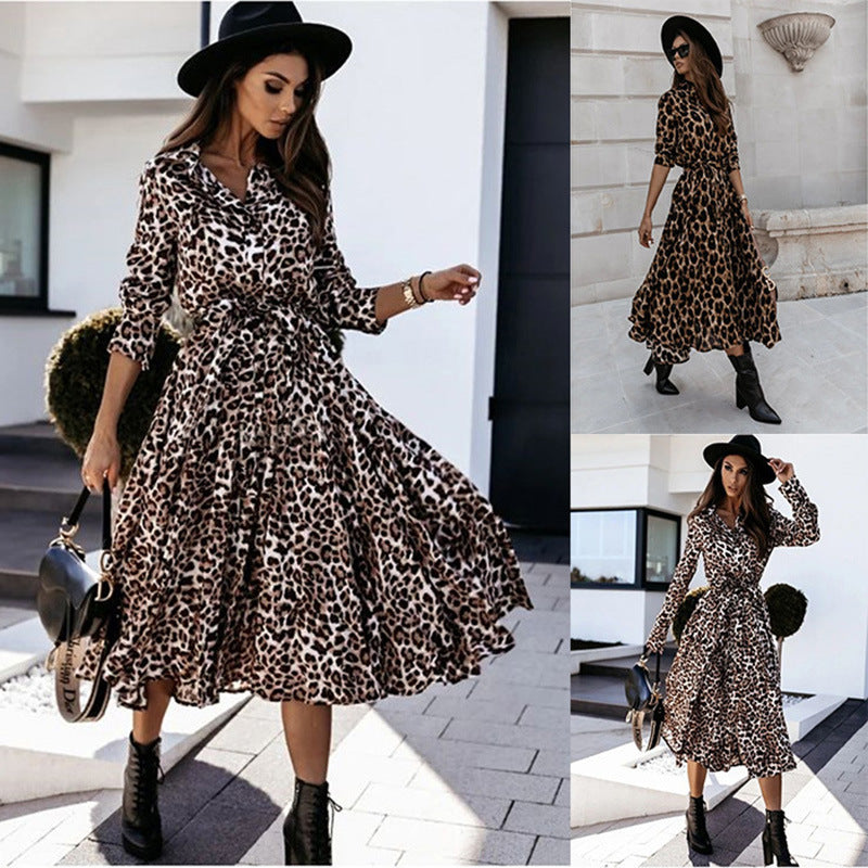 Everyday Check Leopard Print Midi Dress – Sea Blue Mall
