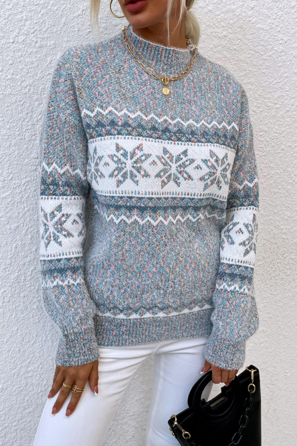 Feeling Festive Snowflake Pattern Sweater – Sea Blue Mall