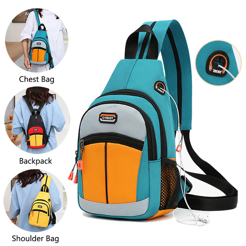 Oxford Sport Backpack Shoulder Bags with USB Design – Sea Blue Mall